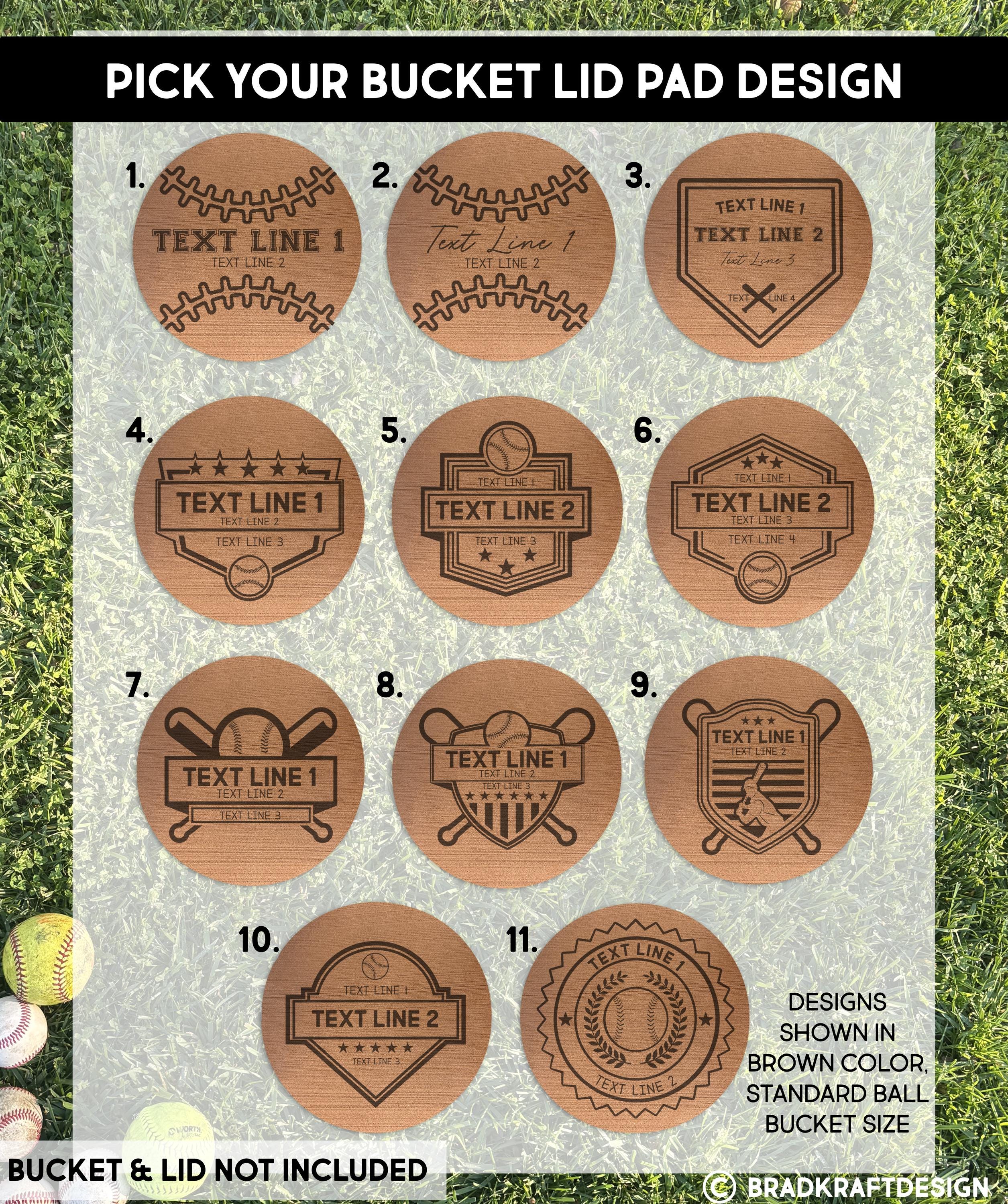 Personalized Ball Bucket Lid Pad, Softball and Baseball Coach Gift ...