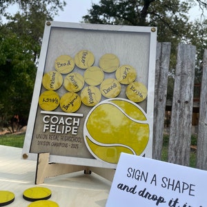 Custom Tennis Coach Gift 3D Signature Frame Drop Box Plaque, Tennis ...