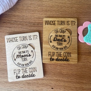 New Parents Decision Coin With Case, Mom's Turn Dad's Turn Coin, Funny ...