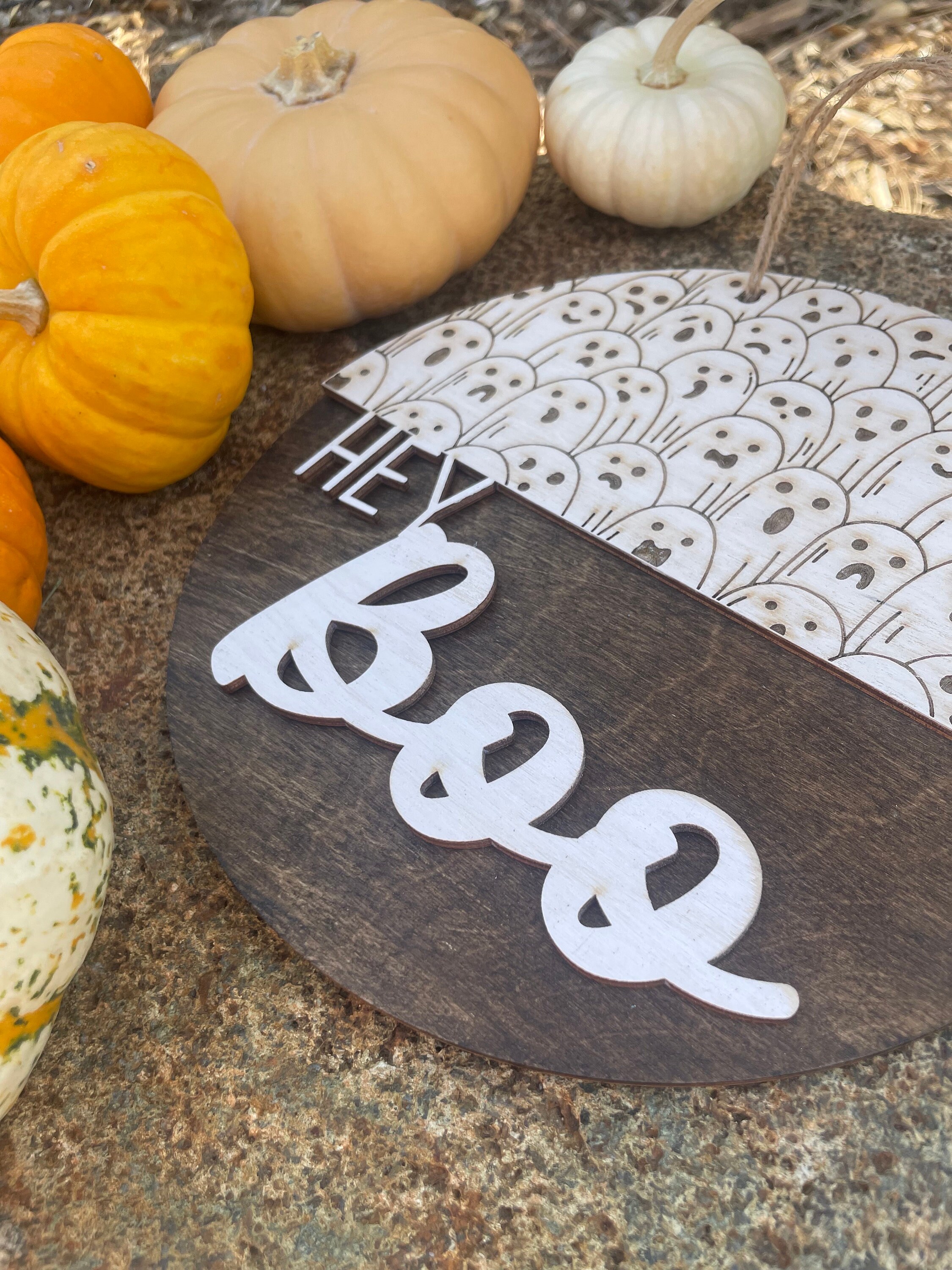 Hey Boo Door Hanger Sign 3D Layered Wooden Halloween Sign - Etsy