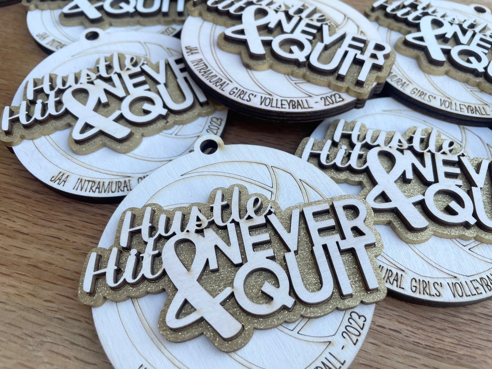 Custom Volleyball Team Awards, Laser Engraved Wooden Volleyball Medals ...