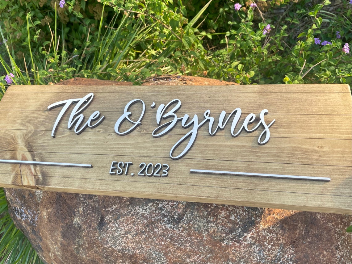 Personalized Layered Wooden Last Name Sign, Wedding Gift Ideas, Large ...