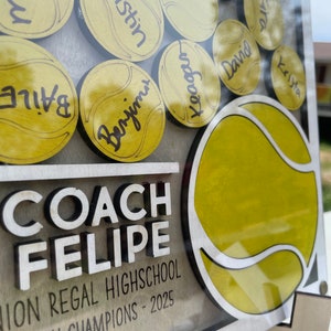 Custom Tennis Coach Gift 3D Signature Frame Drop Box Plaque, Tennis ...