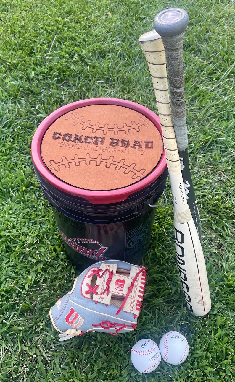 Personalized Baseball Bucket Lid Pad, Laser Engraved Bucket Lid Pad for ...