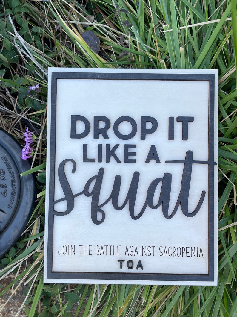 Custom Drop It Like a Squat 3D Layered Wooden Sign for Your Gym, Laser ...