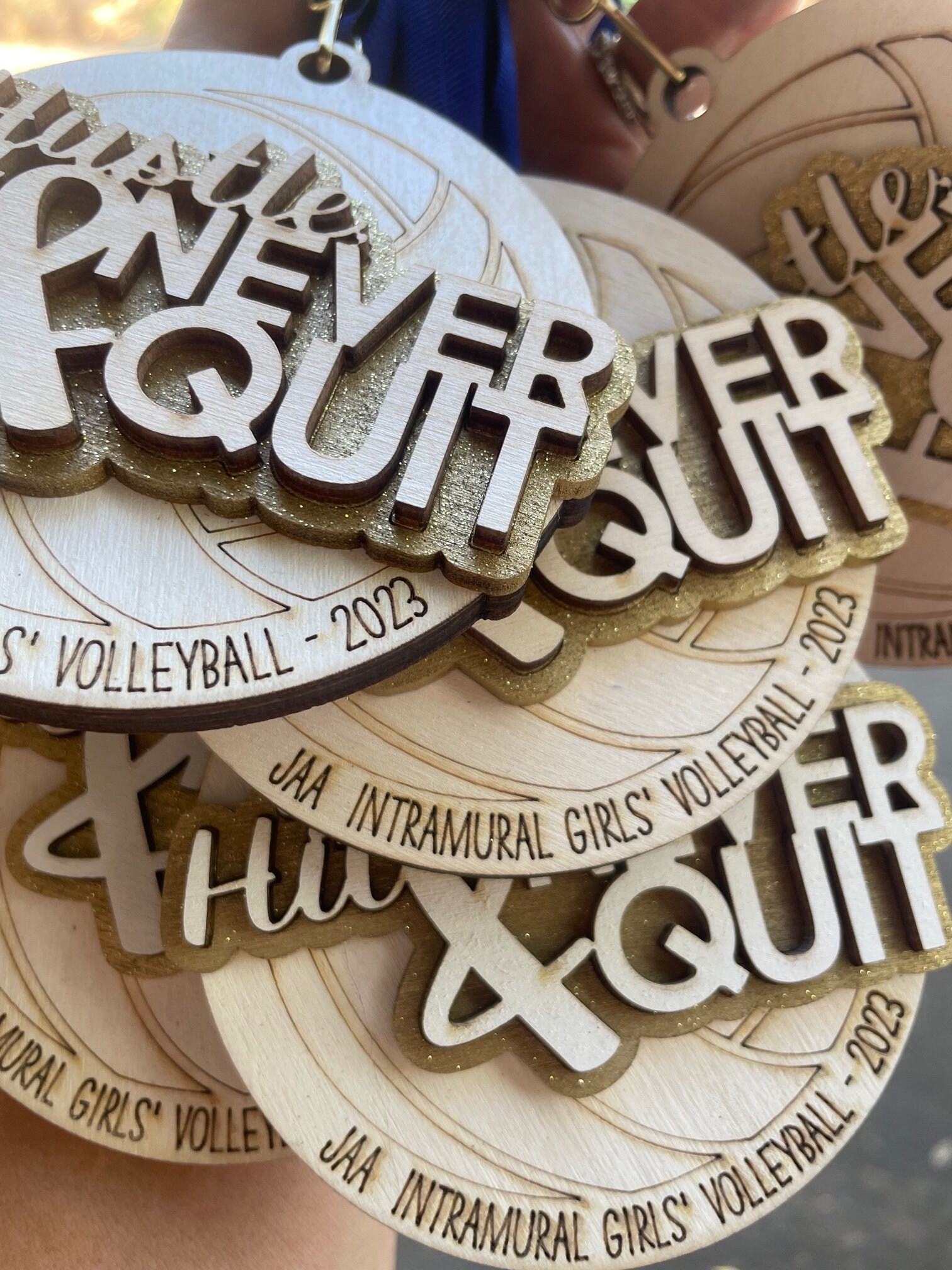 Custom Volleyball Team Awards, Laser Engraved Wooden Volleyball Medals ...