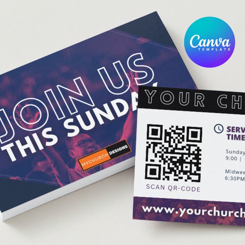 DIY Church Invite Card Canva Template - Etsy