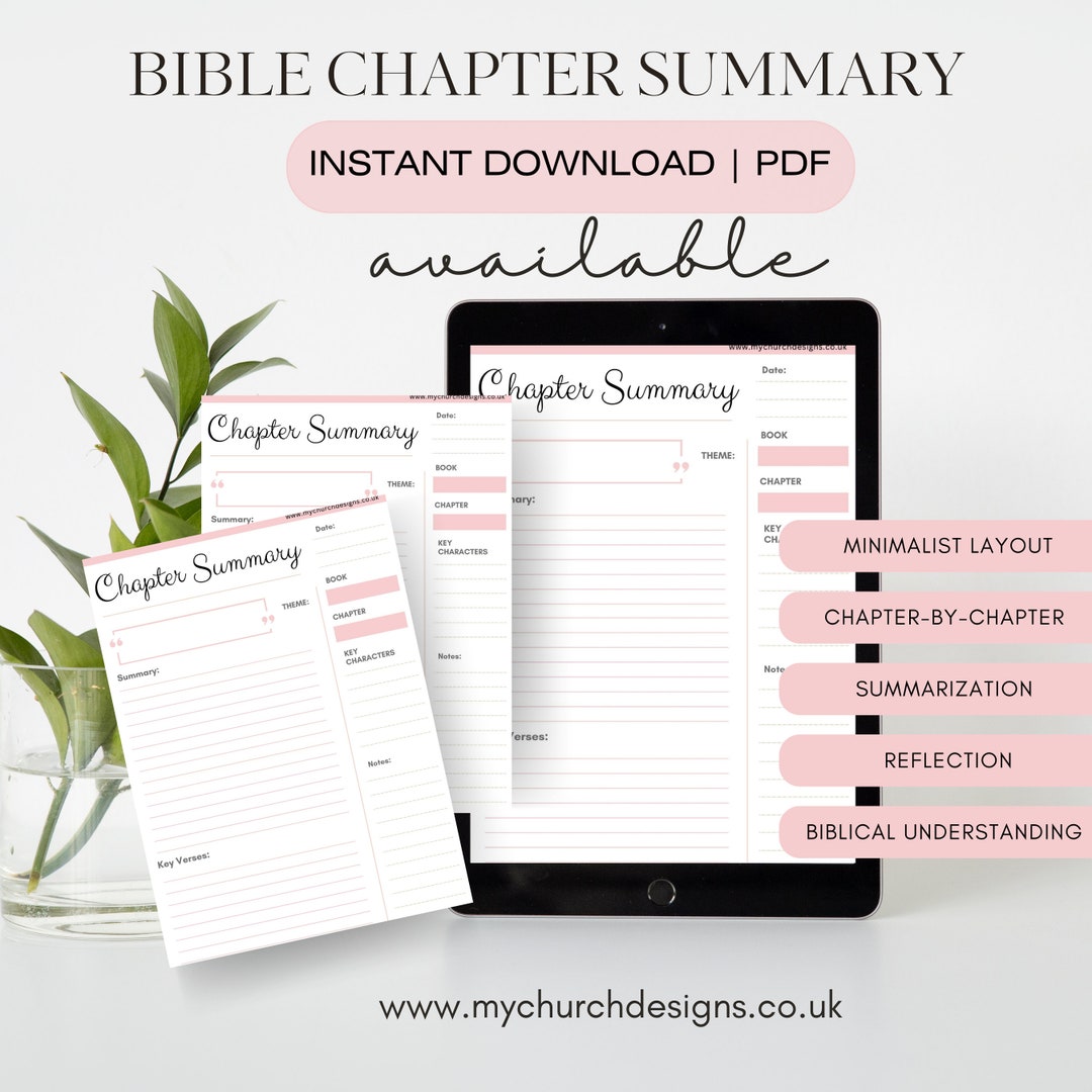 Bible Chapter Summary Notes Downloadable PDF - Etsy