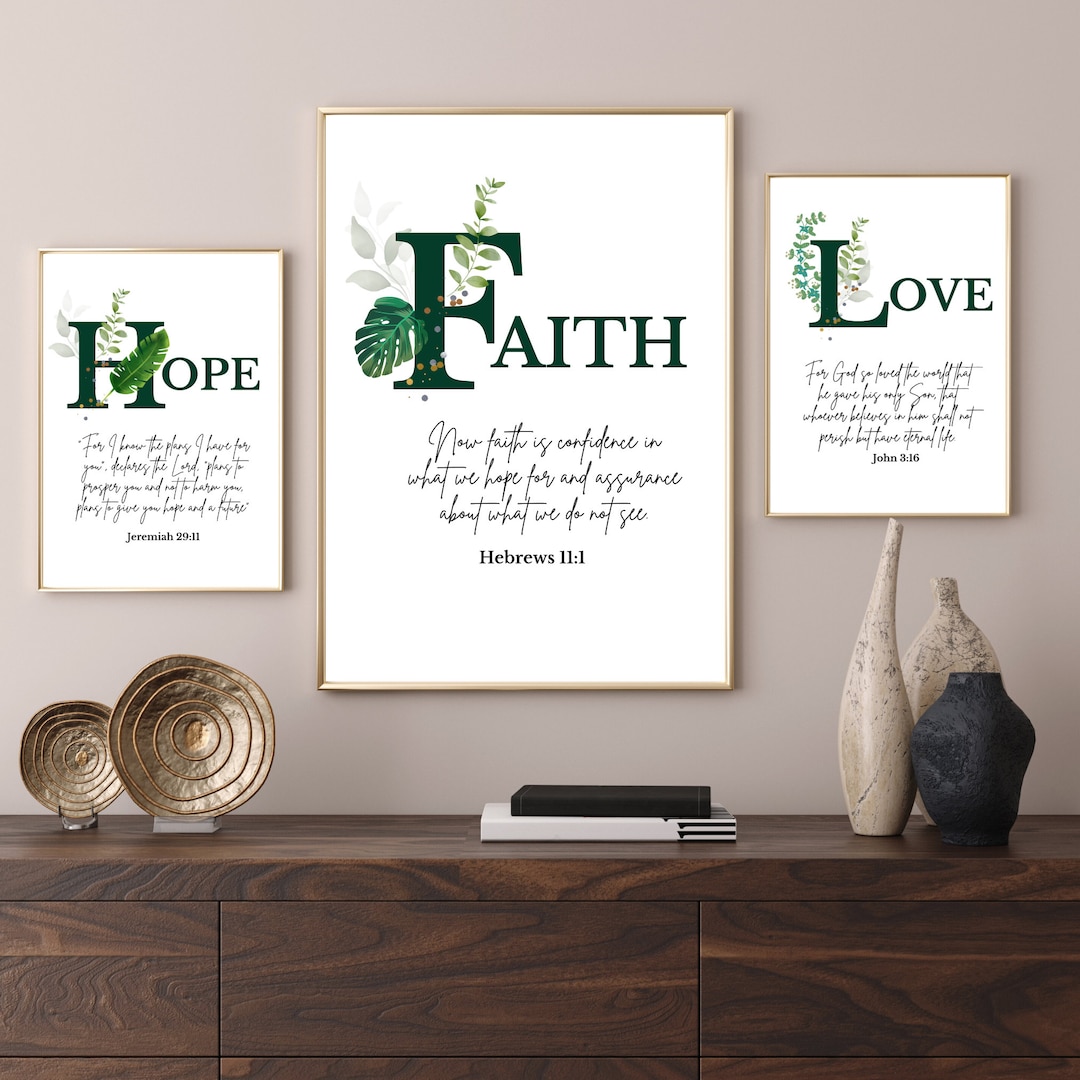 Bible Verse Wall Art, Printable Set of 3, Bible Verse Prints, Faith ...