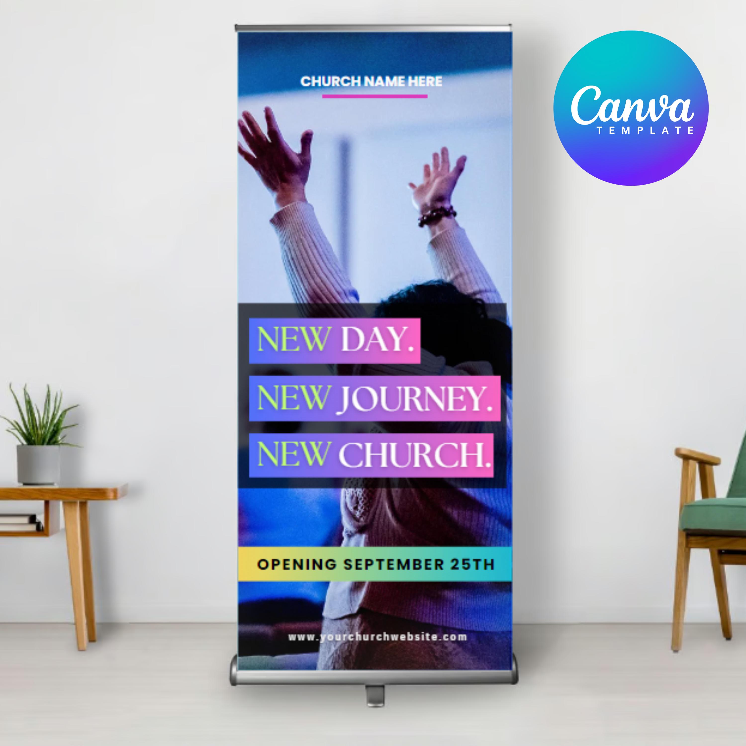 DIY Church Retractable Banner Canva Template - Etsy