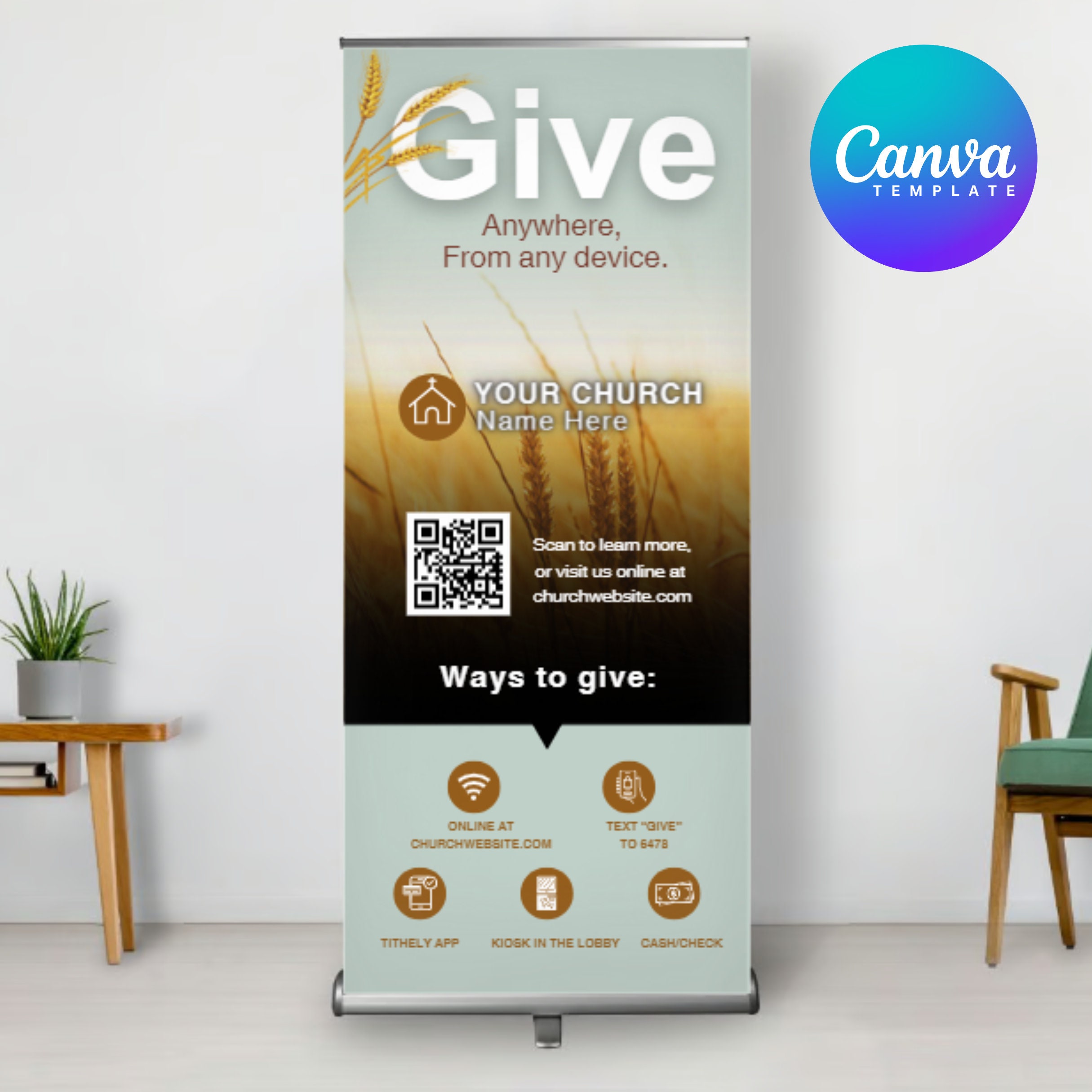 DIY Church Retractable Banner Canva Template - Etsy