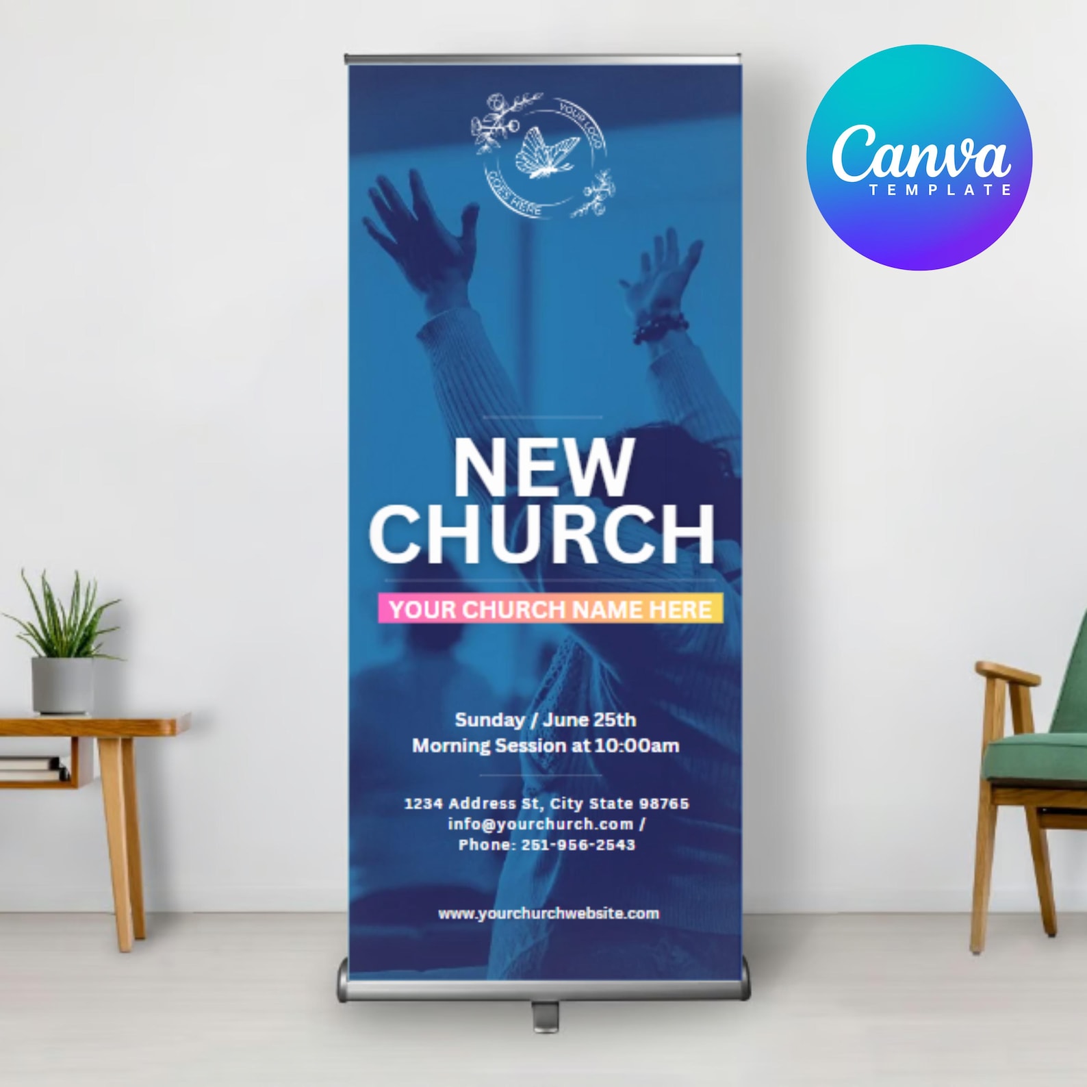 DIY Church Retractable Banner Canva Template - Etsy