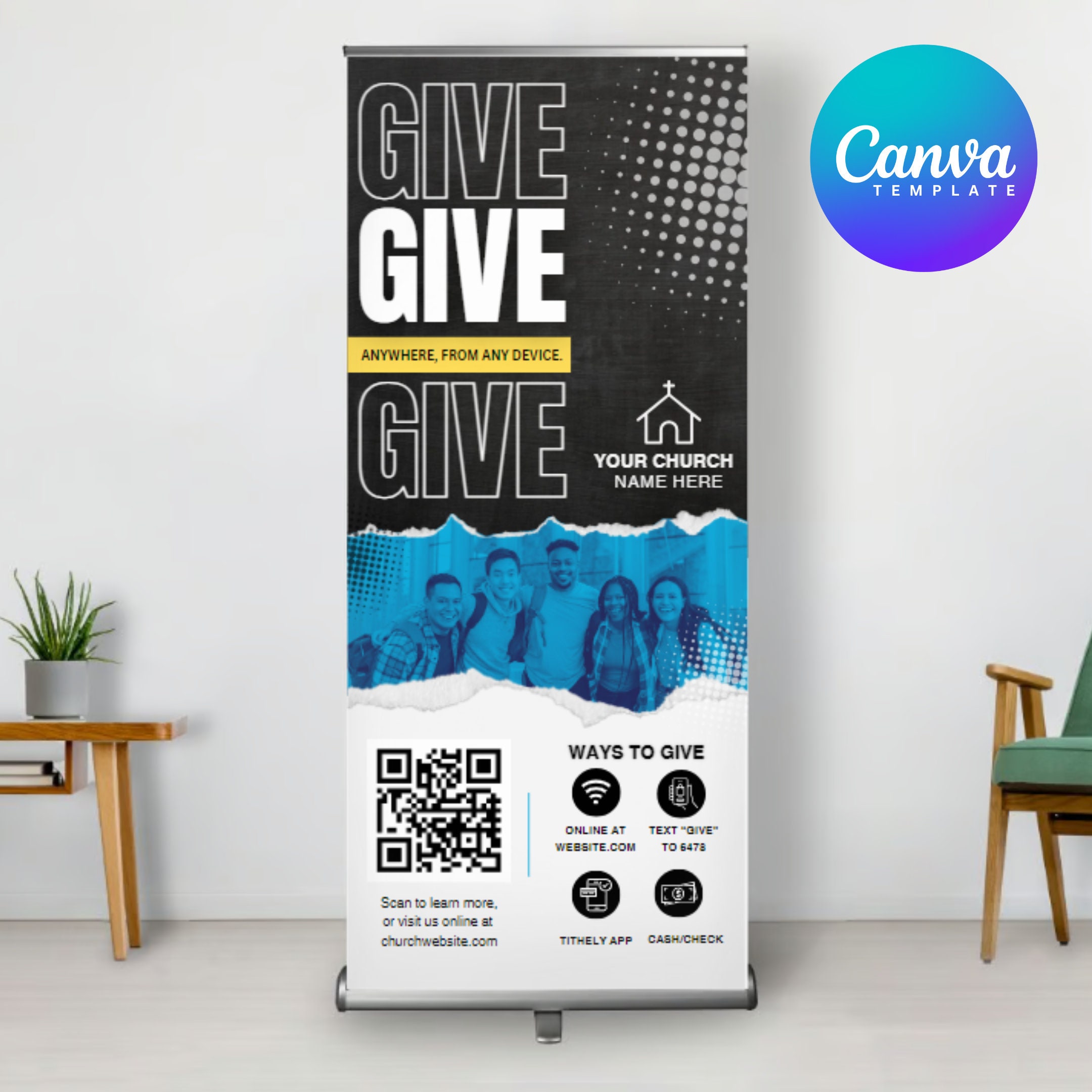 DIY Church Retractable Banner Canva Template - Etsy
