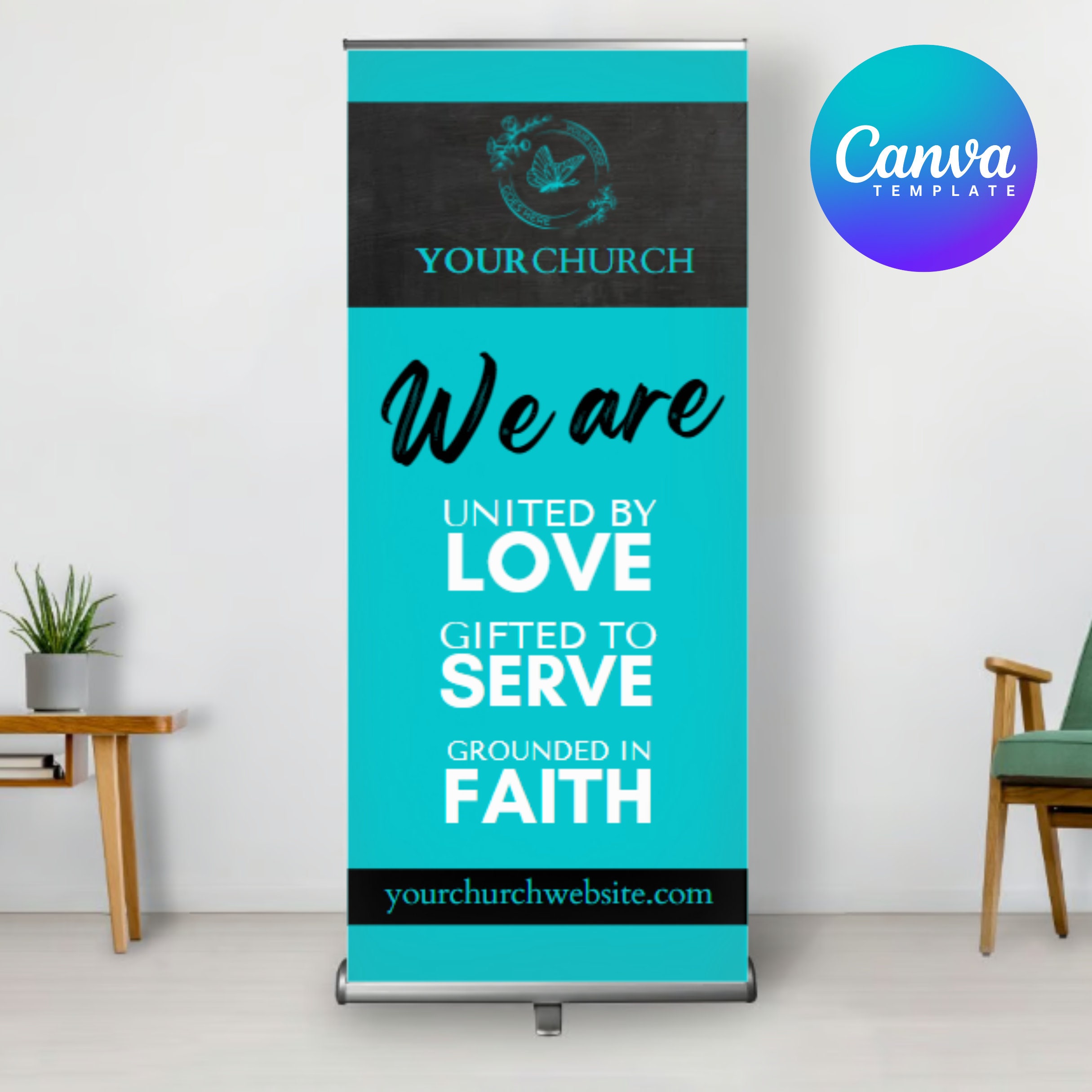 DIY Church Retractable Banner Canva Template - Etsy