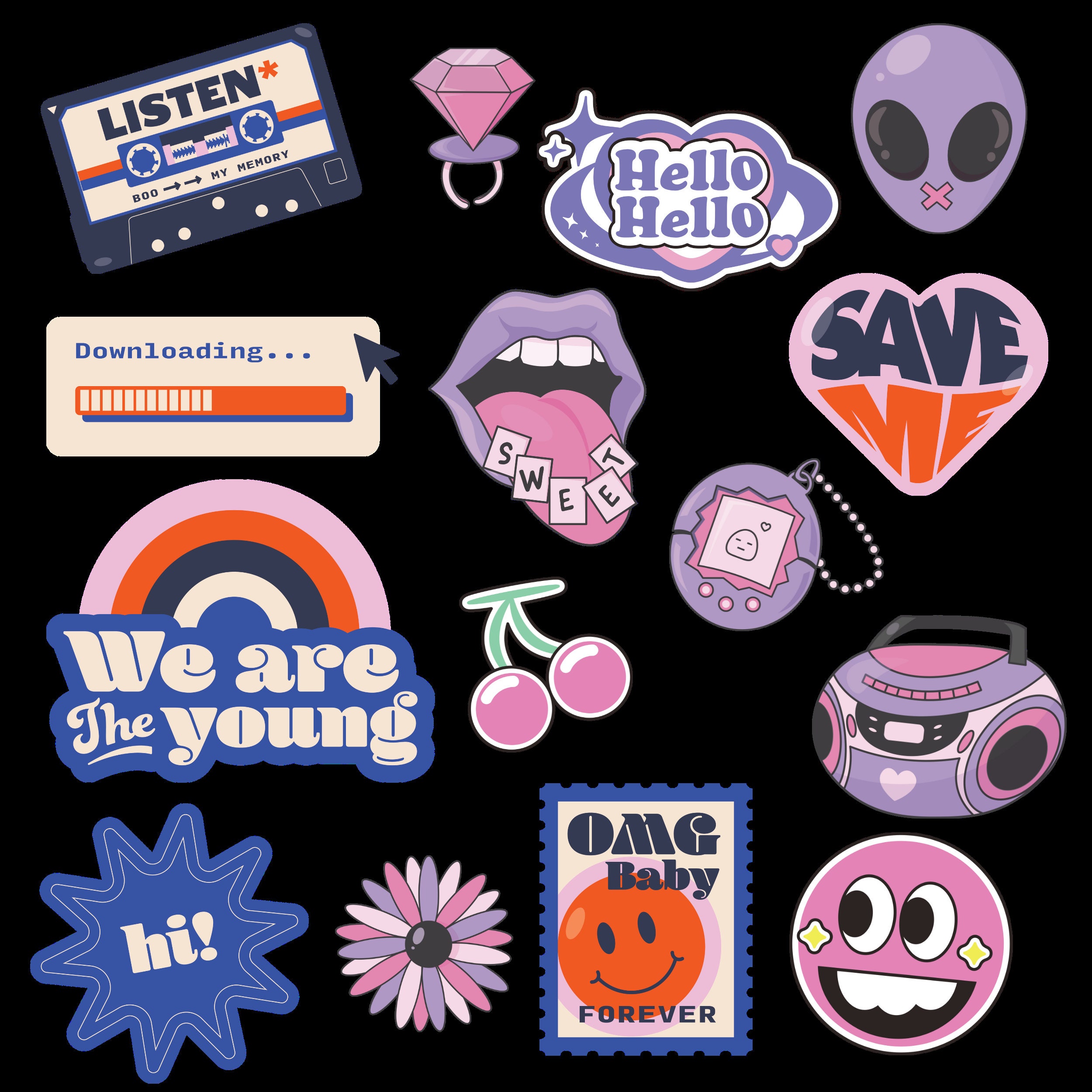 Y2K Aesthetic Cute Stickers - Etsy