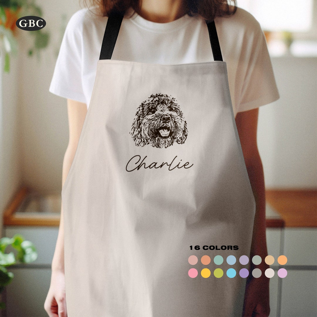Custom Pet Apron With Dog Portrait, Personalized Dog Apron, Customized ...
