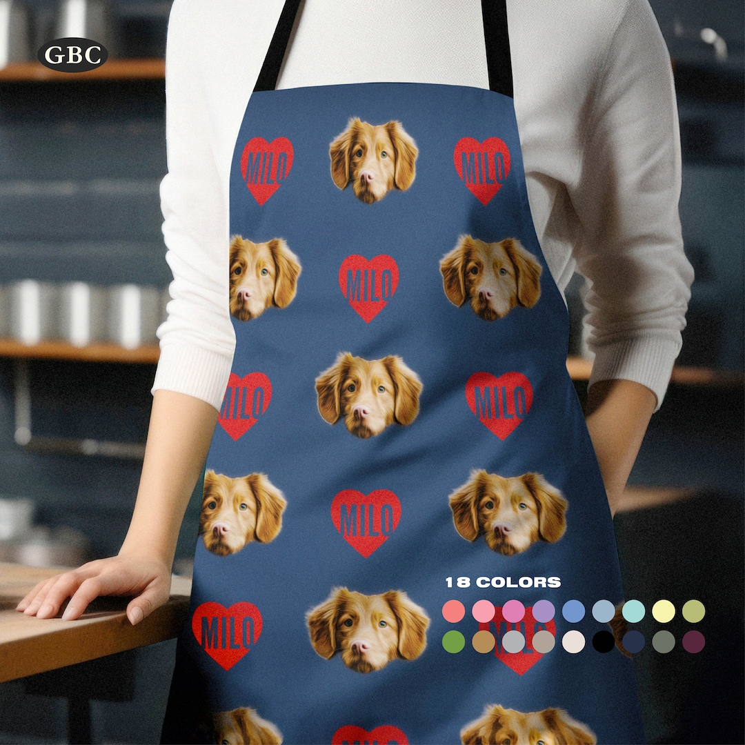 Custom Pet Apron With Dog Photo Name, Personalized Funny Dog Apron ...