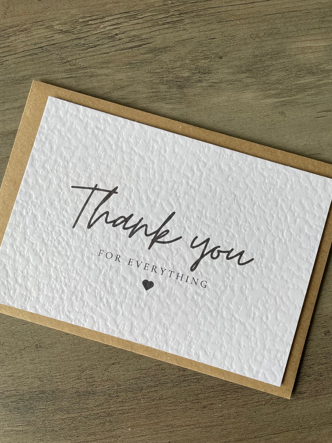 Thank You for Everything Card, Simple Note Card, Postcard Style Note ...