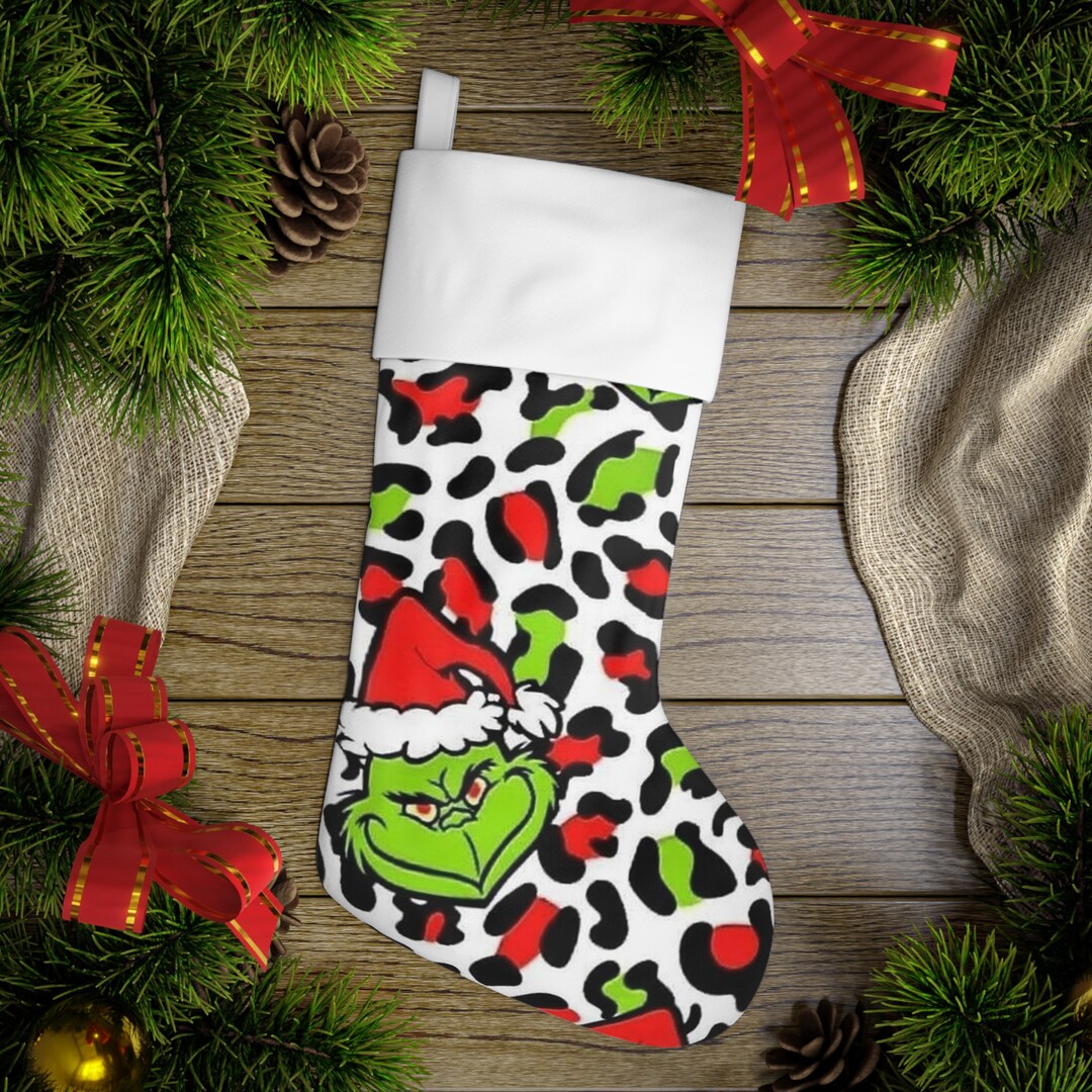 Cheetah Print Grinch Holiday Stocking - Etsy