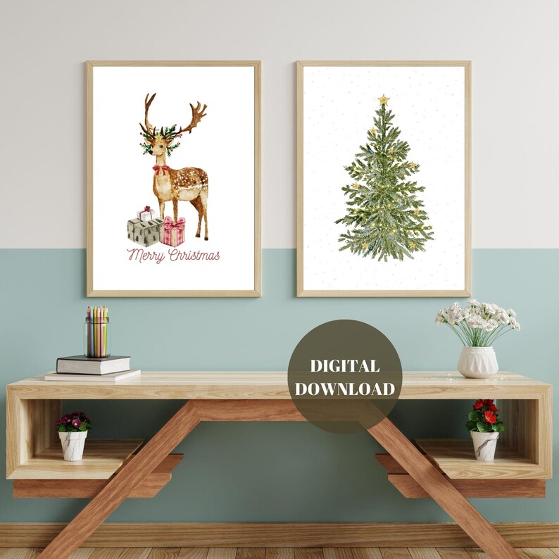 Christmas Wall Art | Xmas Printable Home Decor | Printable Wall Art ...