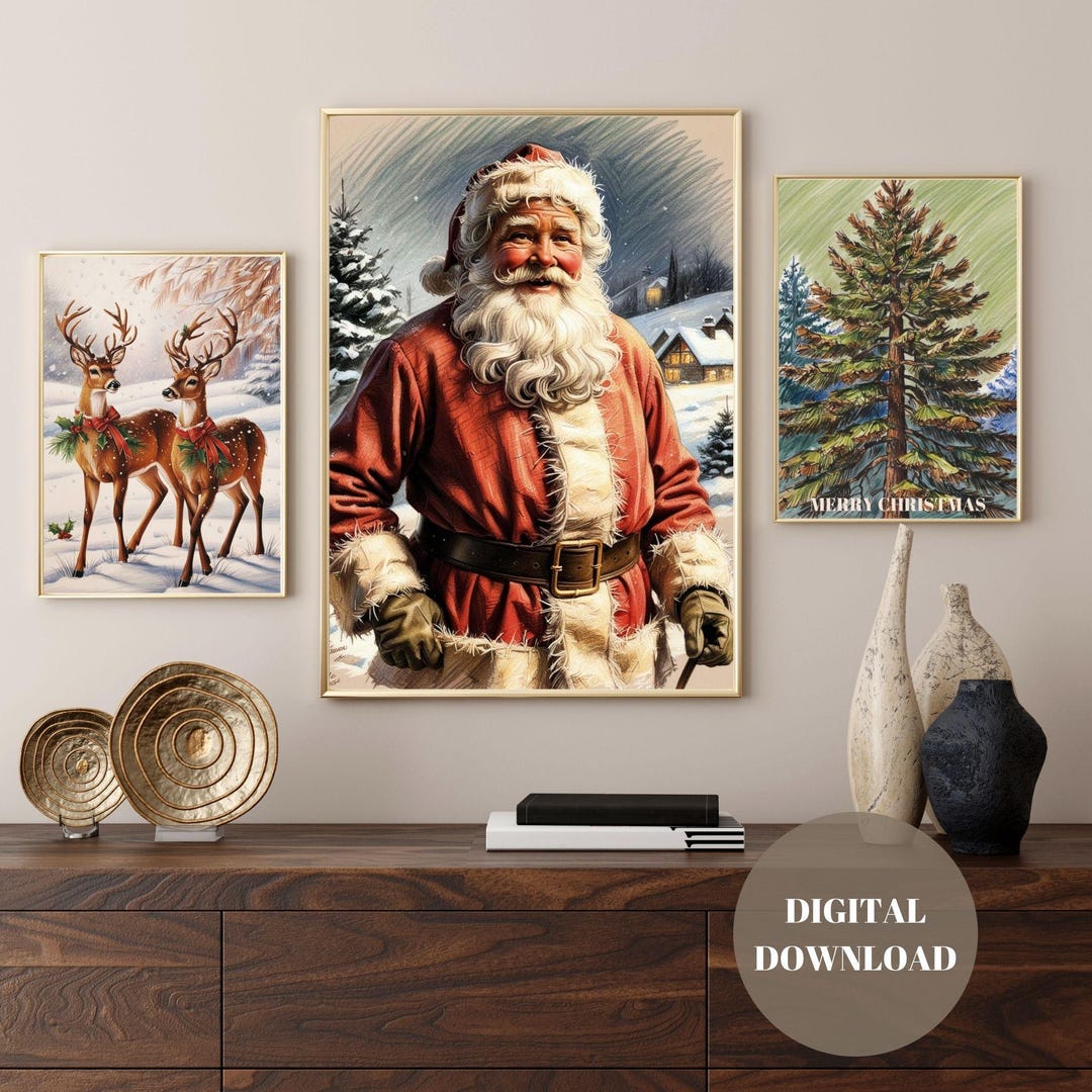 Printable Wall Art Christmas Wall Art Trendy Christmas Print Merry ...