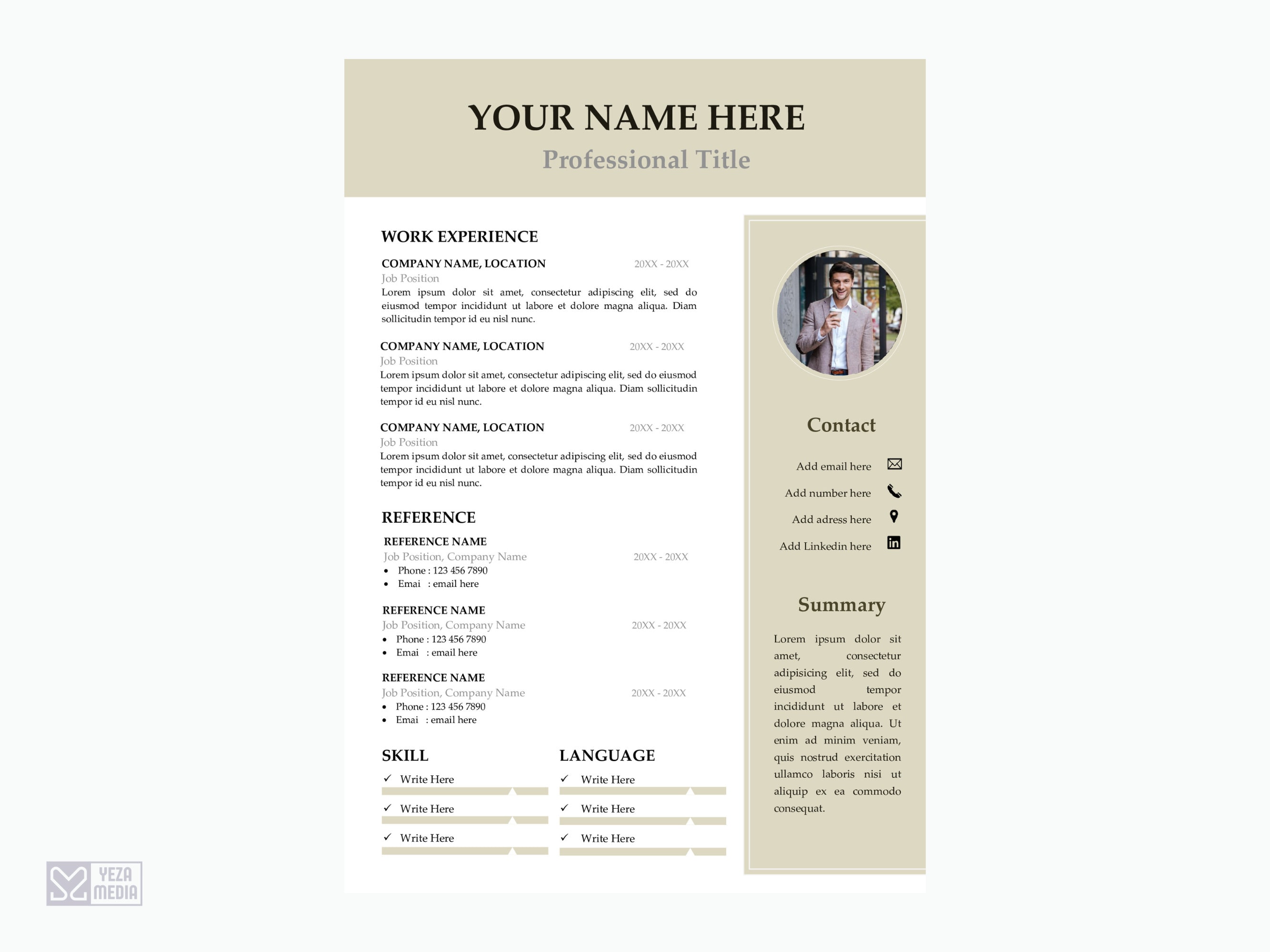 Monochrome Resume Template for Microsoft Word Pages With Photo - Etsy