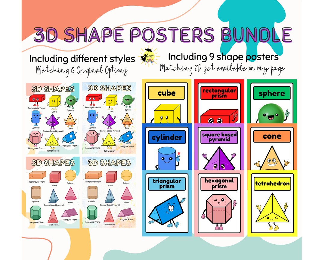 3D Shape Posters Bundle - Etsy