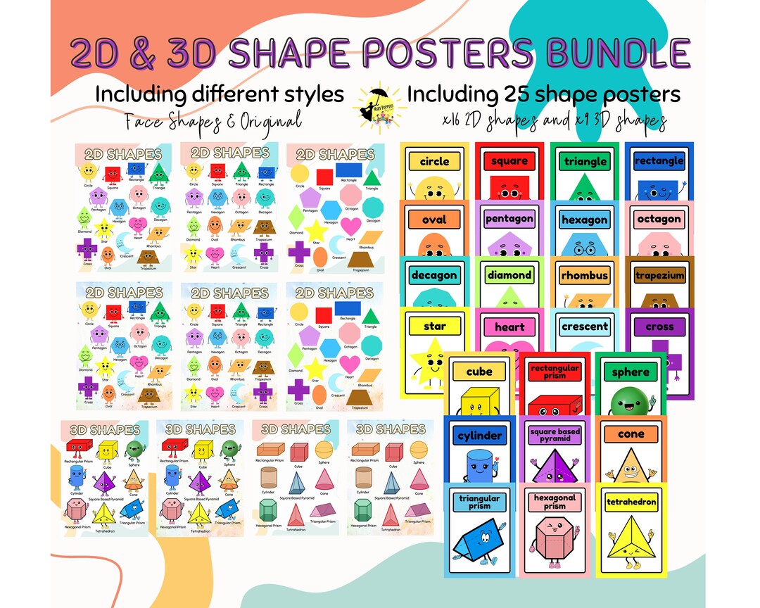 2D & 3D Shapes Bundle Pack - Etsy