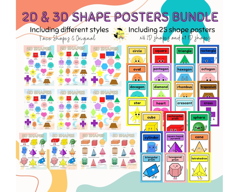2D & 3D Shapes Bundle Pack - Etsy