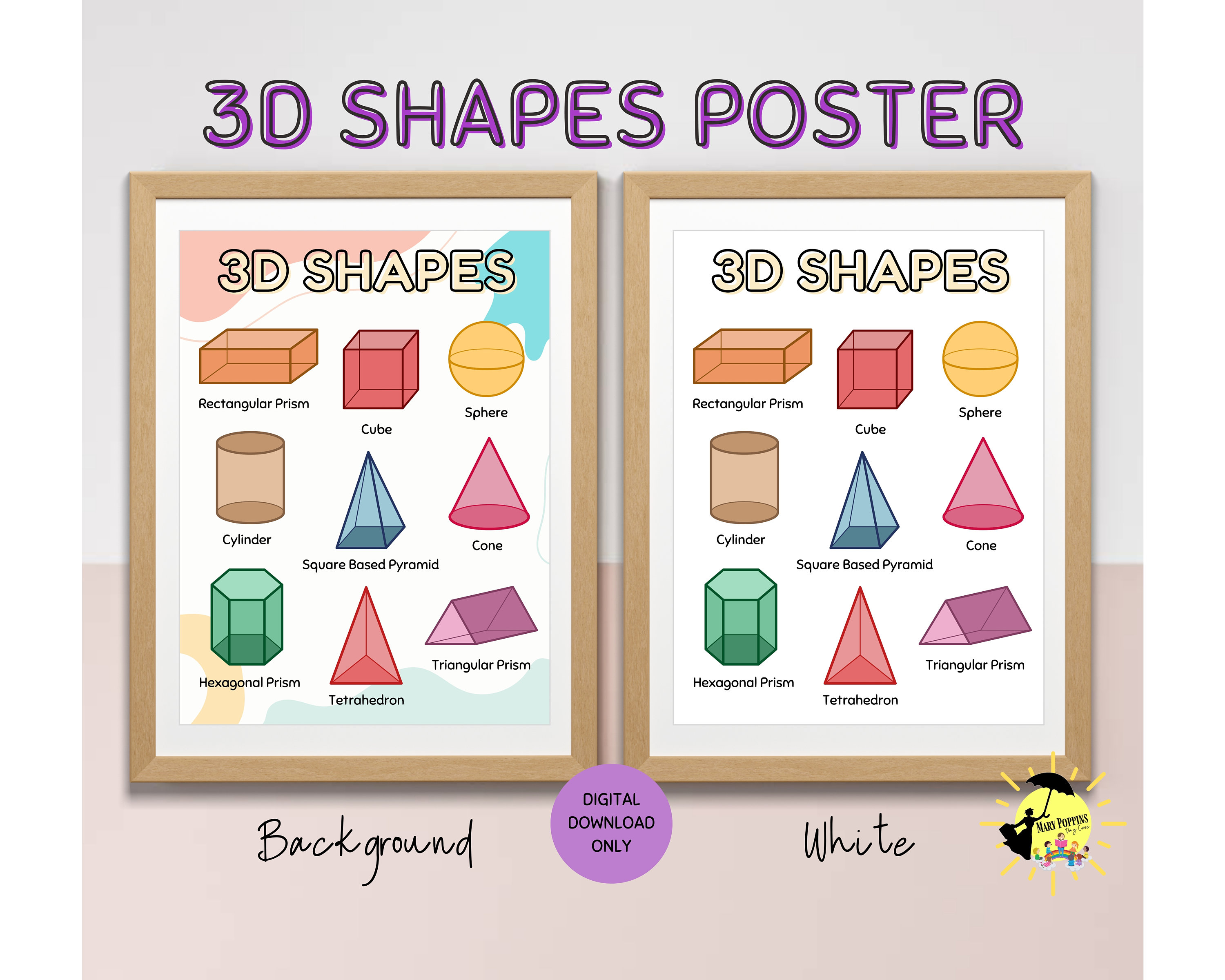 3D Shapes Poster - Etsy