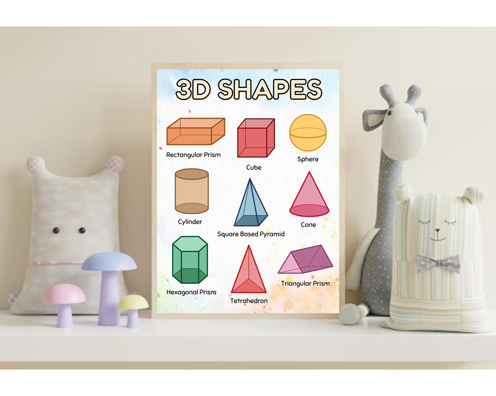 3D Shapes Poster - Etsy