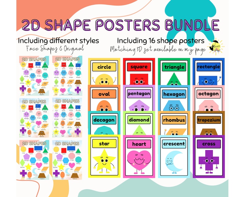 2D Shape Posters Bundle - Etsy