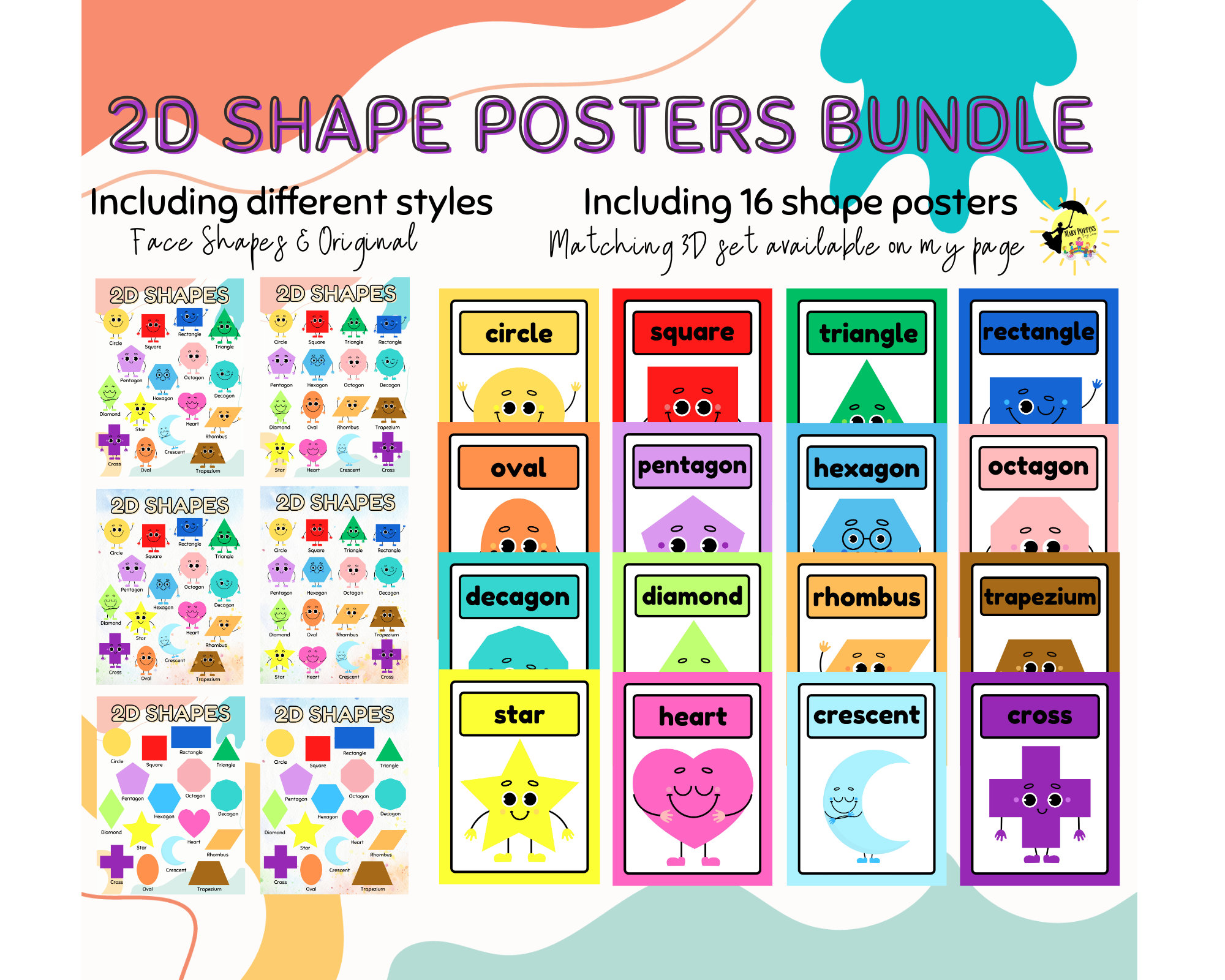 2D Shape Posters Bundle - Etsy
