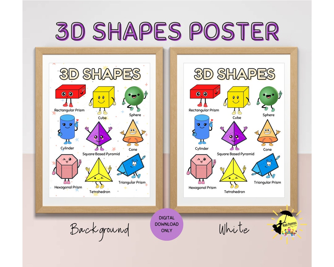 3D Shapes Poster - Etsy