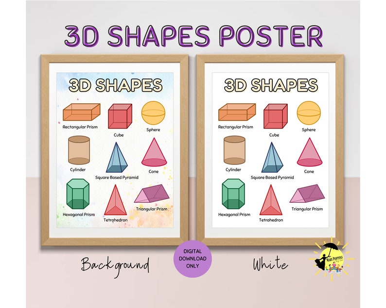 3D Shapes Poster - Etsy