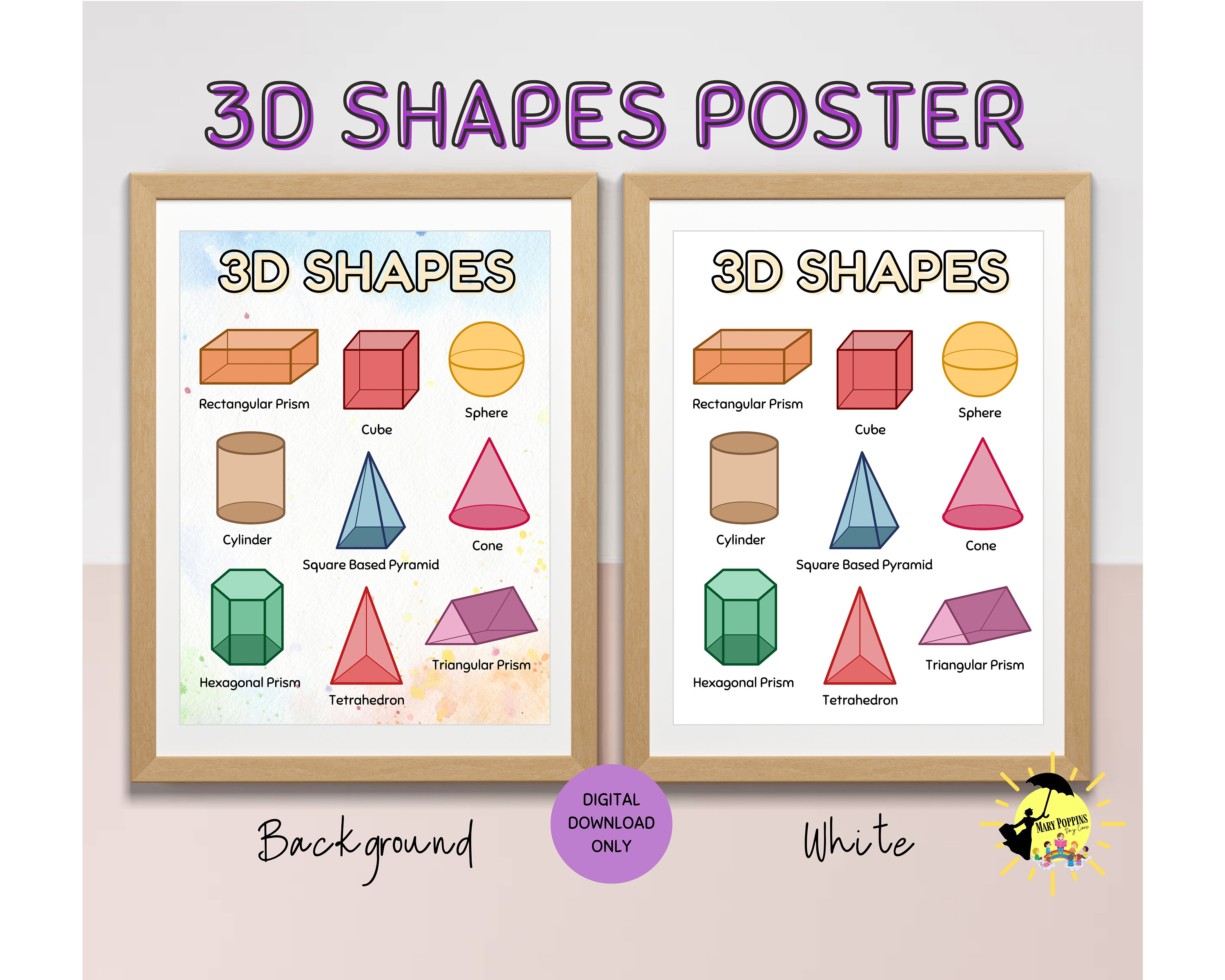 3D Shapes Poster - Etsy
