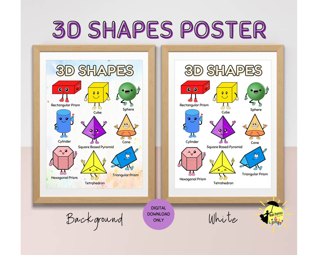 3D Shapes Poster - Etsy