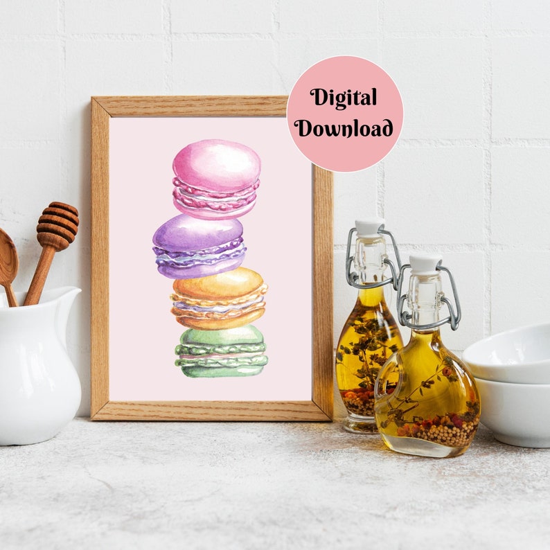 Macaron Poster, Dessert Poster, Food Poster, Printable Wall Art ...
