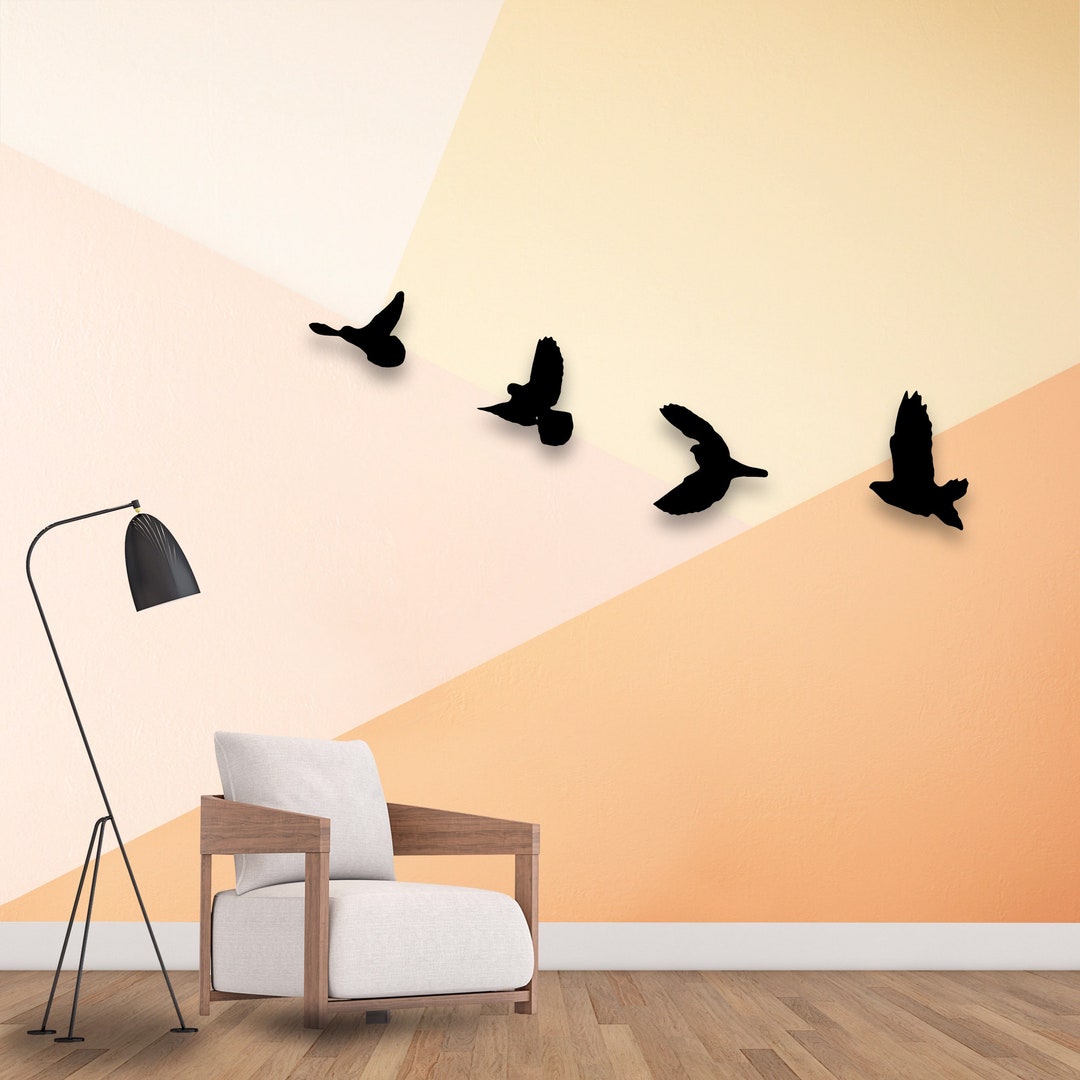 Metal Birds Wall Art Decor, Flying Birds Sign, Flock Decor, Living Room ...