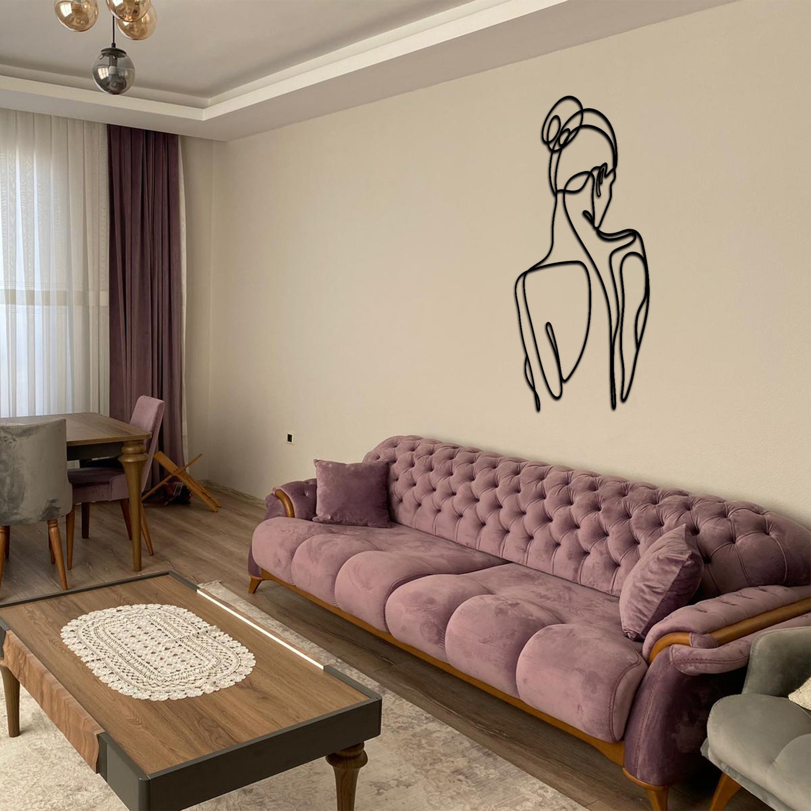 Woman Metal Wall Art, Bathroom Wall Decor, Metal Line Art, Bedroom Wall ...