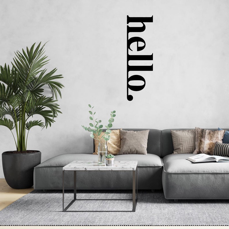 Metal Hello Front Door Sign, Front Porch Decor, Hello Porch Sign, Metal ...