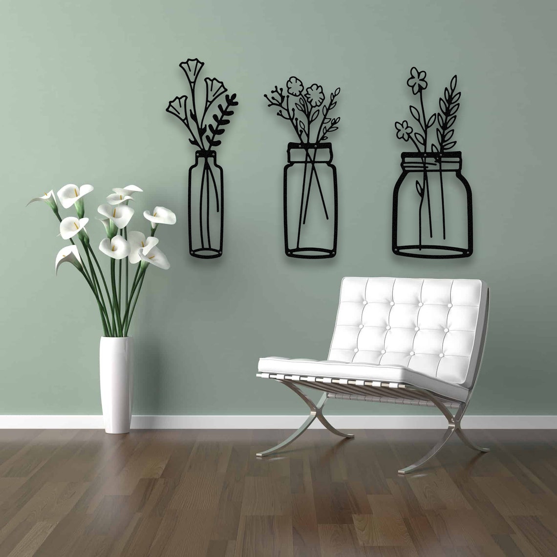 STEEL Spring Flower Wall Decor Set Kitchen Wall Art Boho - Etsy