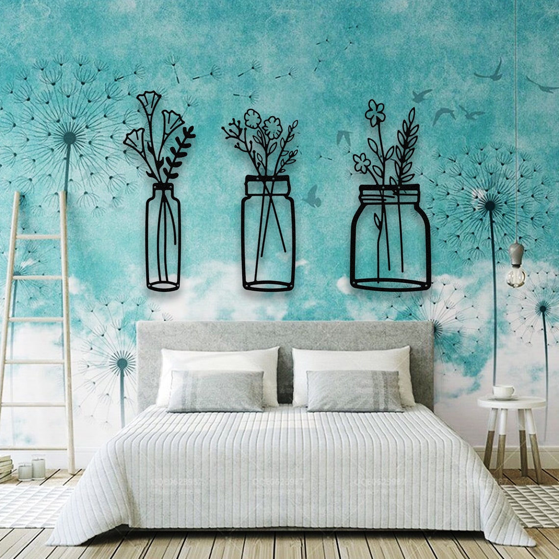 STEEL Spring Flower Wall Decor Set Kitchen Wall Art Boho - Etsy