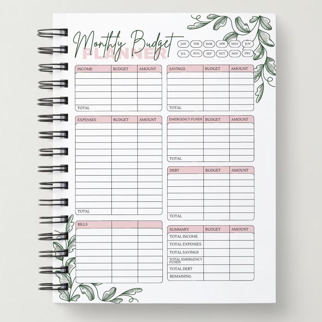 Monthly Budget Planner PDF - Etsy