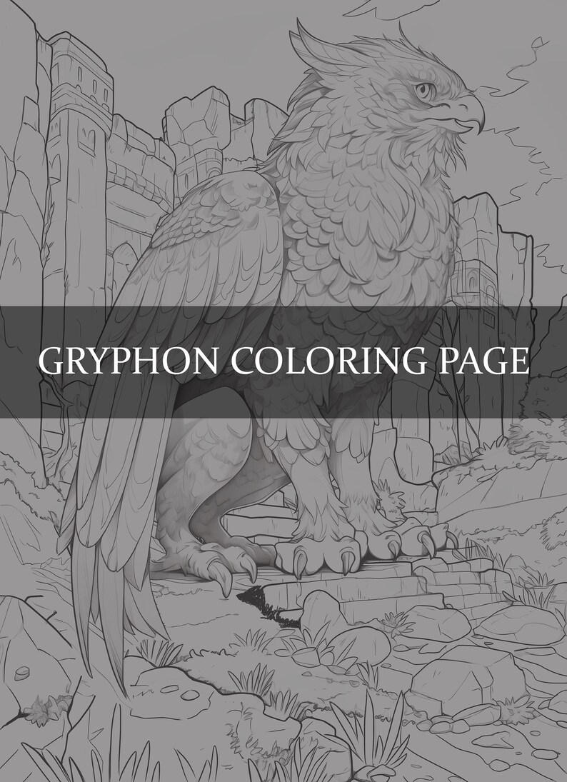 Gryphon Coloring Page, Majestic Gryphon Monster Single Coloring Page ...