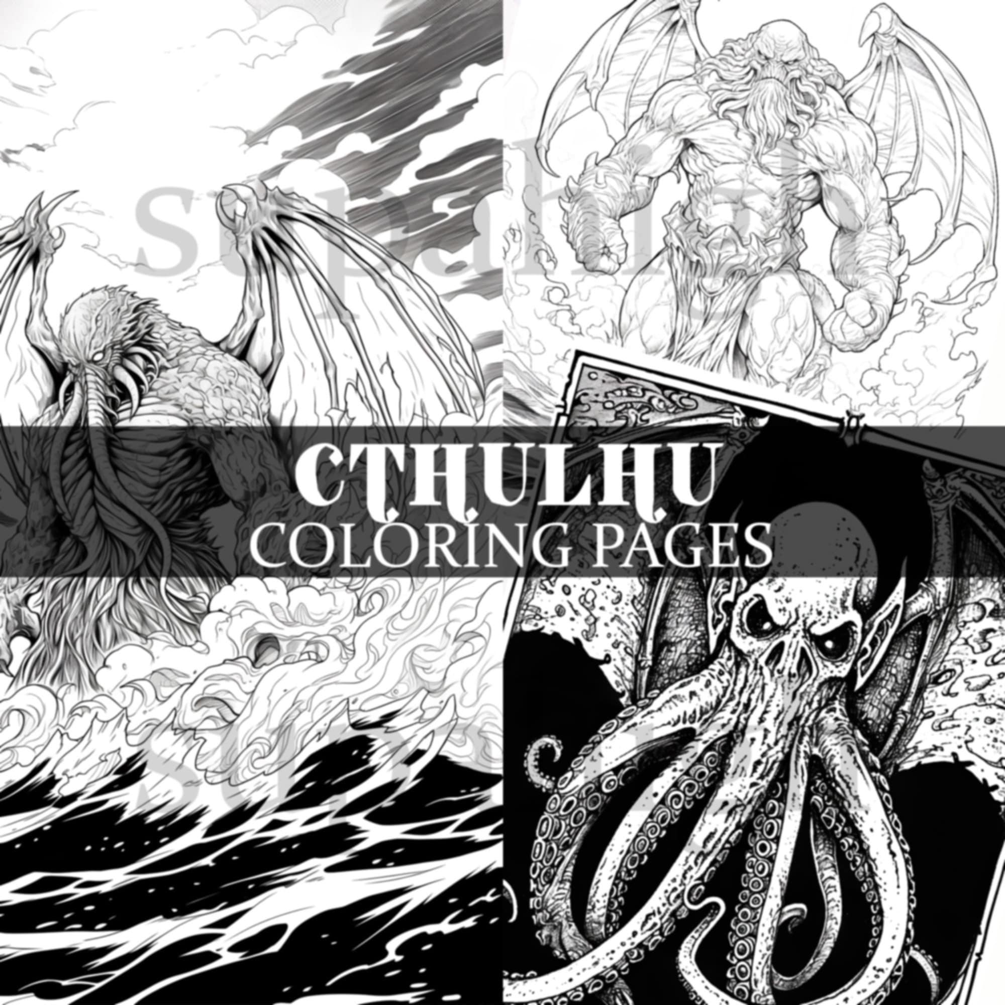 20 Cthulhu Coloring Pages - Adult Coloring Pages, Grayscale Coloring ...