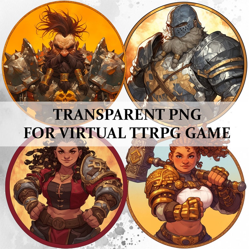 96 Dwarf Fighter Character Tokens for Dnd, Printable Male & Female ...