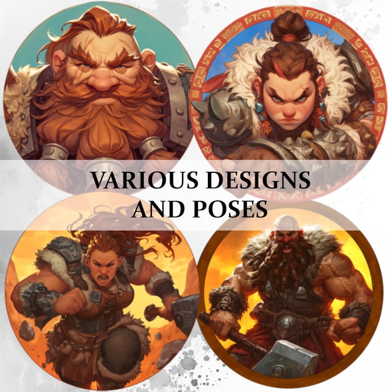 78 Dwarf Barbarian Character Tokens for Dnd, Printable Male & Female ...