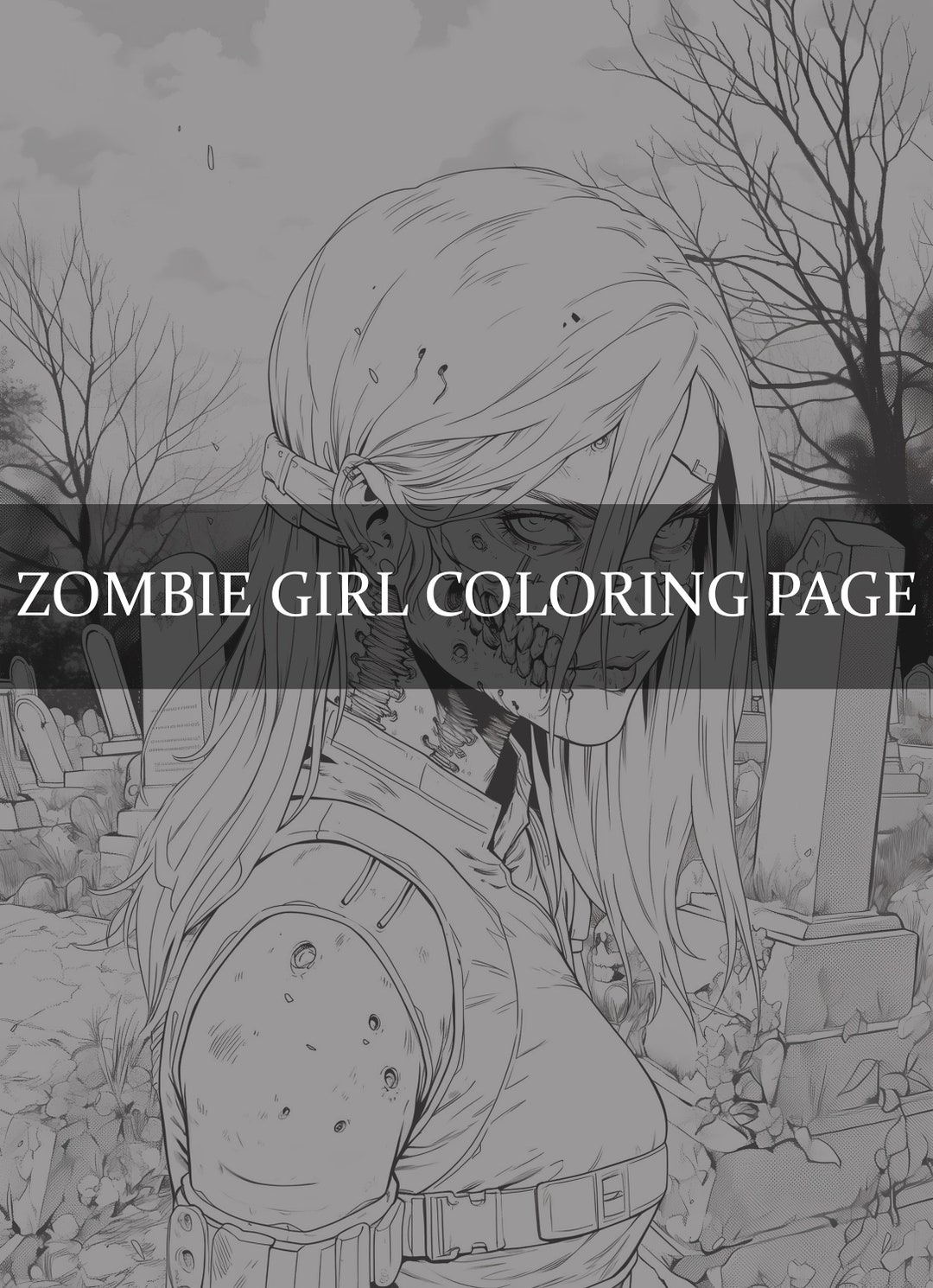 Zombie Girl Coloring Page, Undead Girl Monster Coloring Page, Monster ...