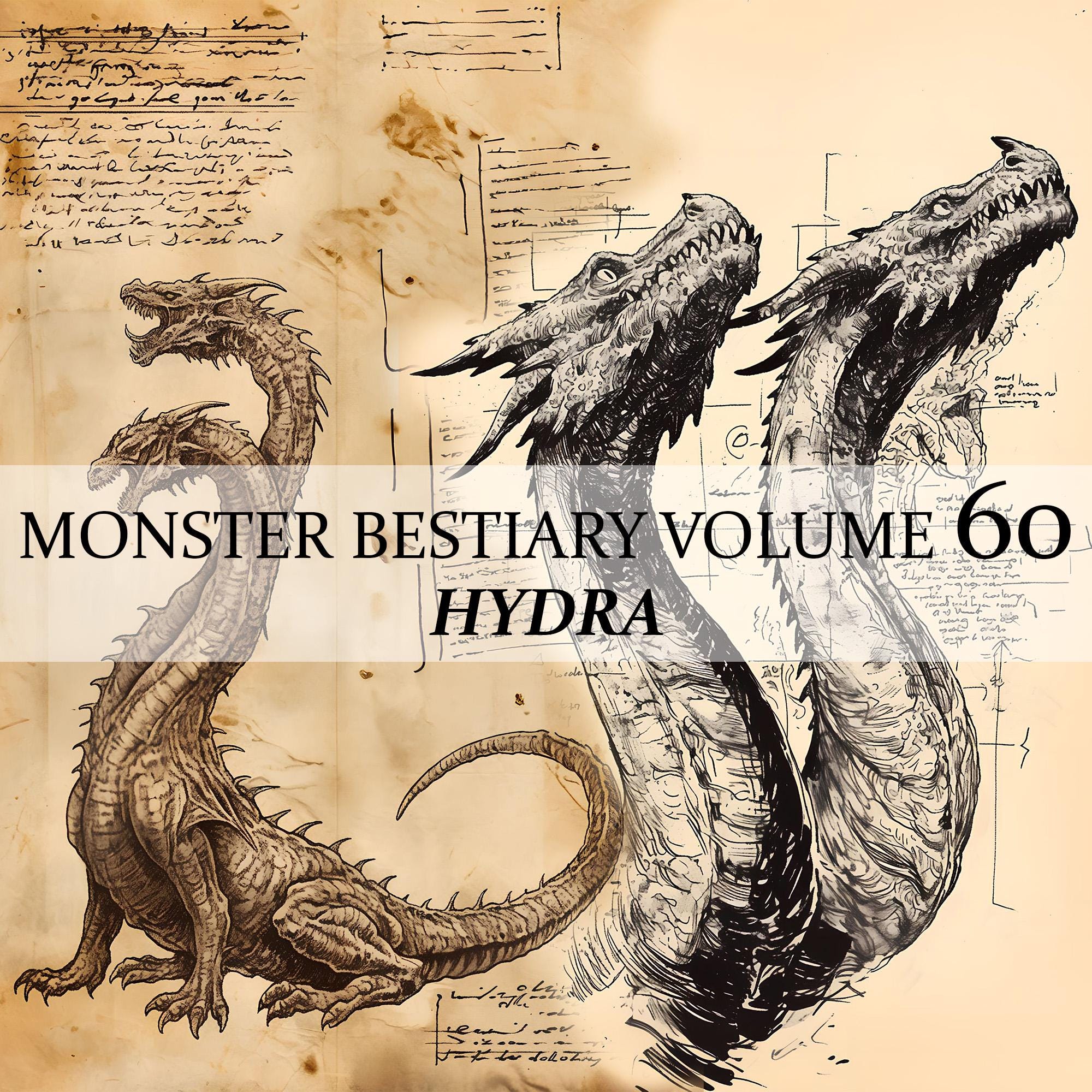 7 Page Monster Bestiary Chapter 60, Monster Encyclopedia Vol 60, 7 JPG Hydra Bestiary Fantasy ...